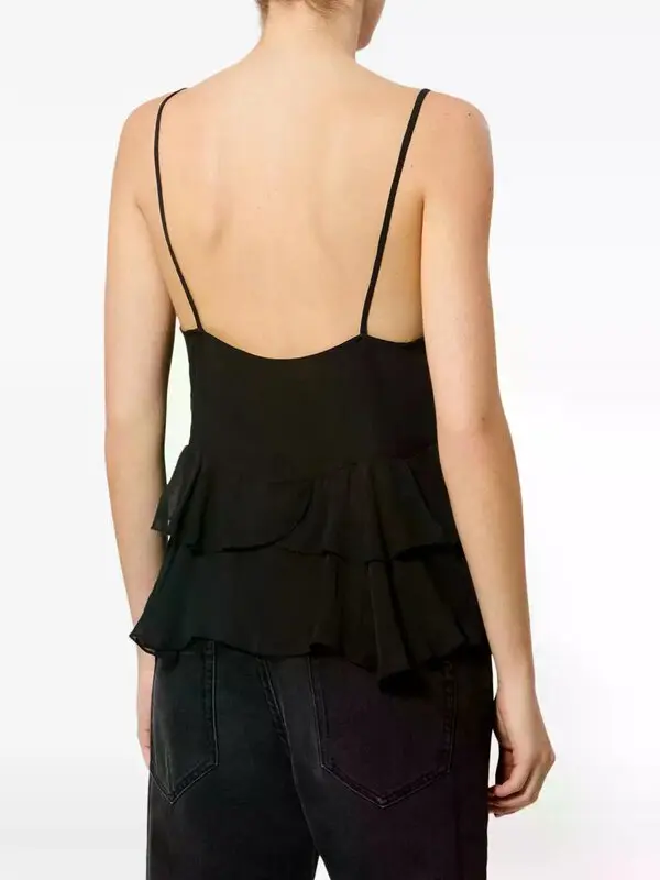 MARANT ETOILE Briara Ruffled Chiffon V-neck Camisole - Black
