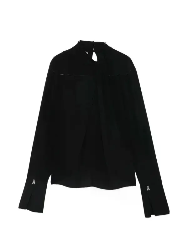 Patrizia Pepe Pleated High-neck Blouse - Black