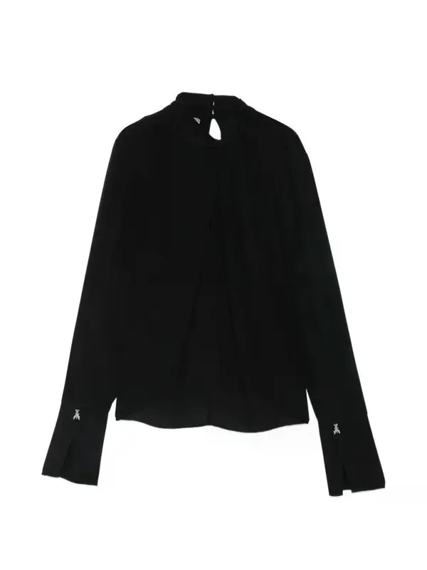 Patrizia Pepe Pleated High-neck Blouse - Black