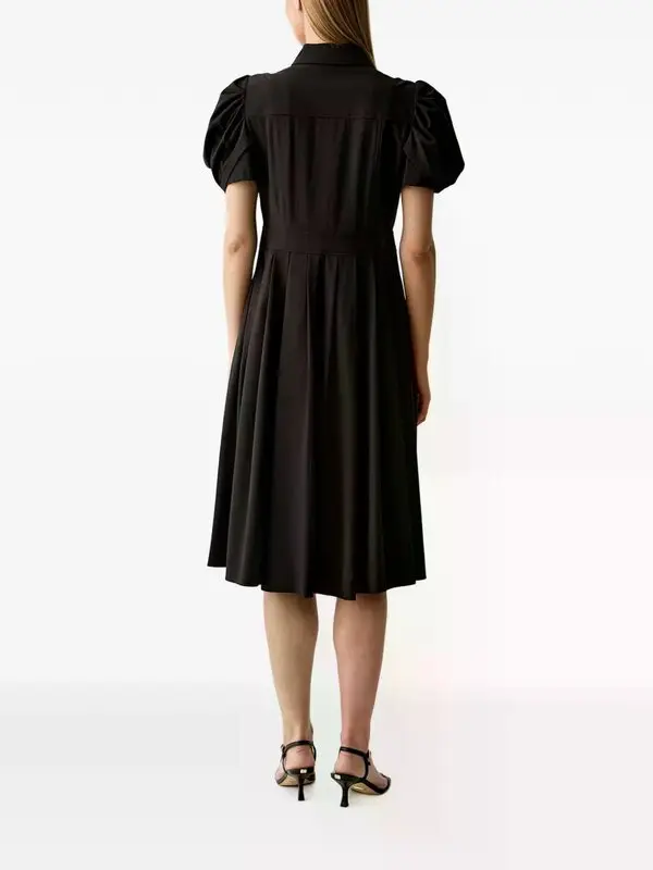 Dkny Puff-sleeve Pleated Midi Dress