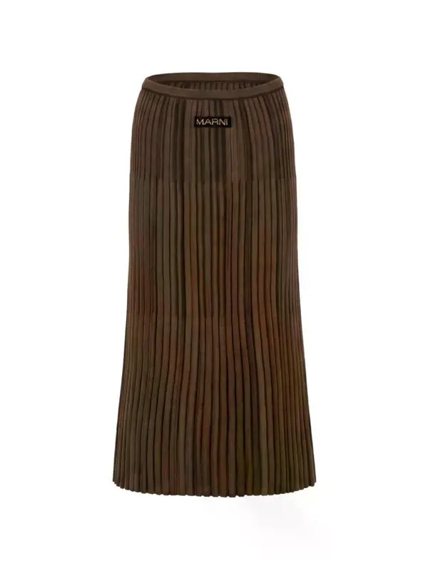Marni Ribbed-knit Midi Skirt - Brown