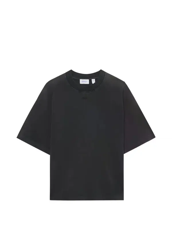 Off-White Logo Embroidered Cotton T-shirt - Anthracite