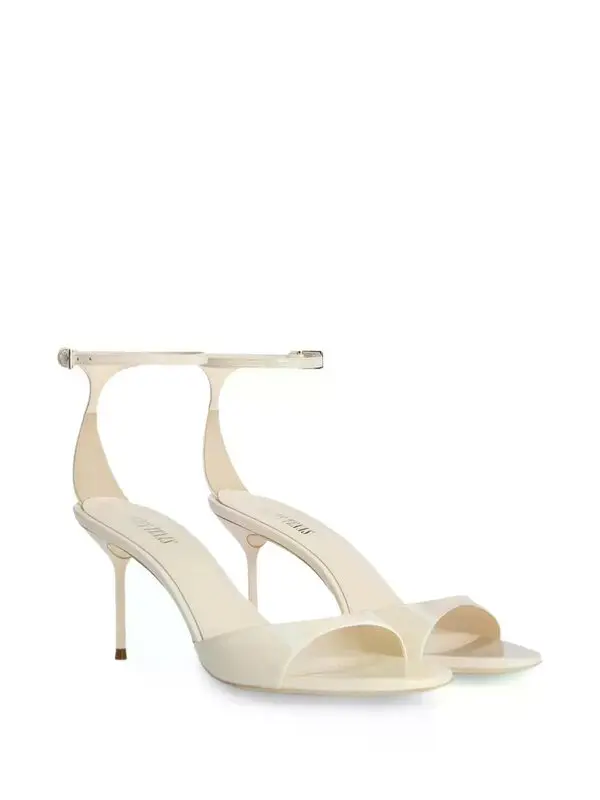 Paris Texas Patent Leather Stiletto Sandals With Ankle Strap - Neutrals