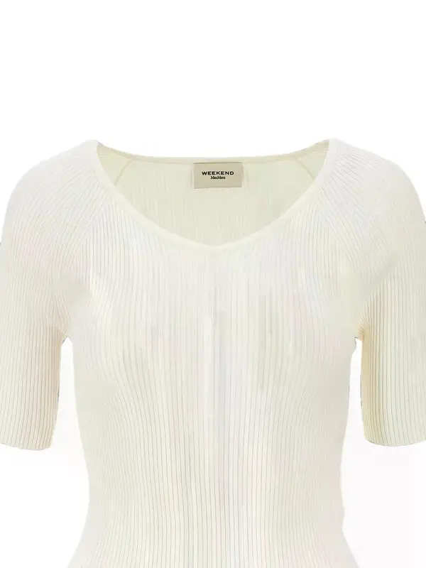 Max Mara Ribbed-knit Short-sleeve Sweater - Neutrals