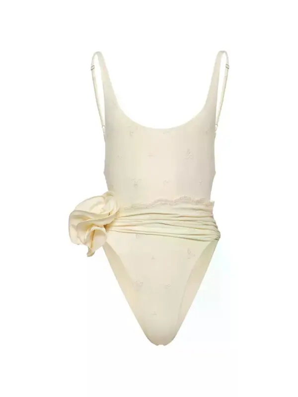 Magda Butrym Floral-embroidered Swimsuit - Neutrals