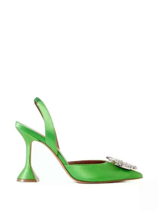 Amina Muaddi Begum Crystal-embellished Slingback Pumps - Green