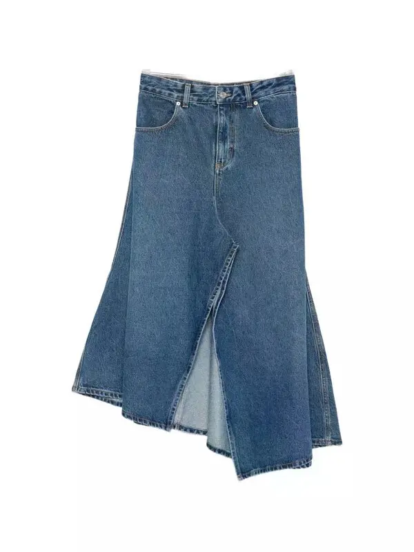 Victoria Beckham Asymmetric-hem Front-slit Skirt - Blue