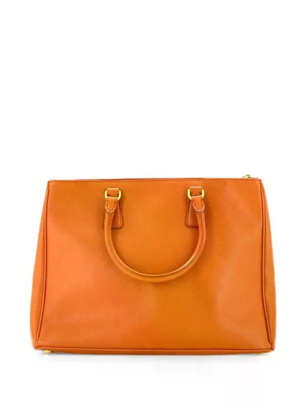 Prada Double Zip Lux Saffiano Leather Large Tote Bag - Orange