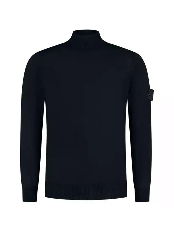Stone Island Logo-patch Roll-neck Sweater - Black