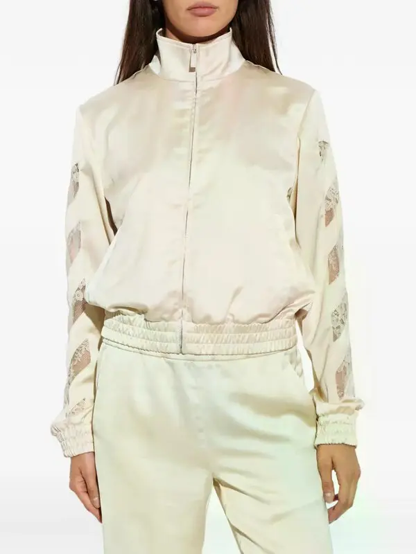 Off-White Lace-insert Satin Bomber Jacket