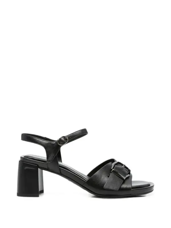 LINDA BAUMANN Buckle-detail Block-heel Sandals - Black