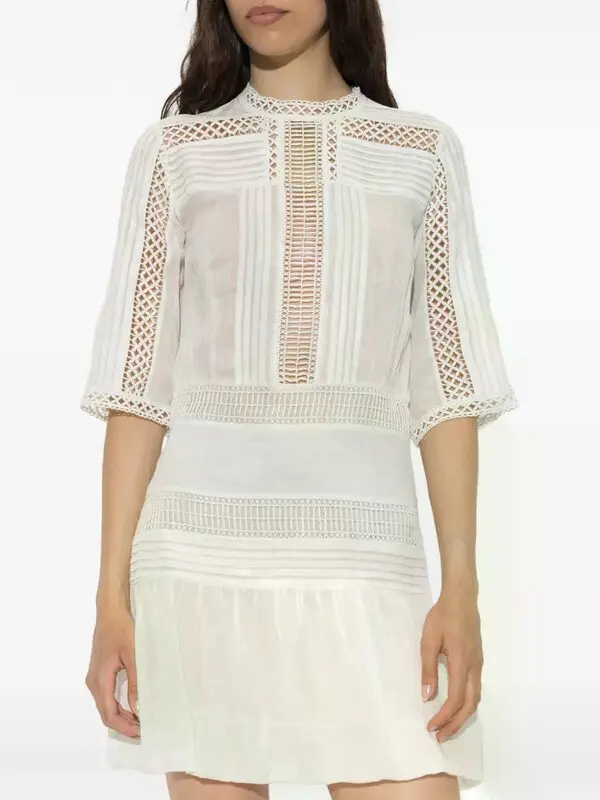 MARANT ETOILE Paigee Crochet-knit Panelled Mini Dress - White