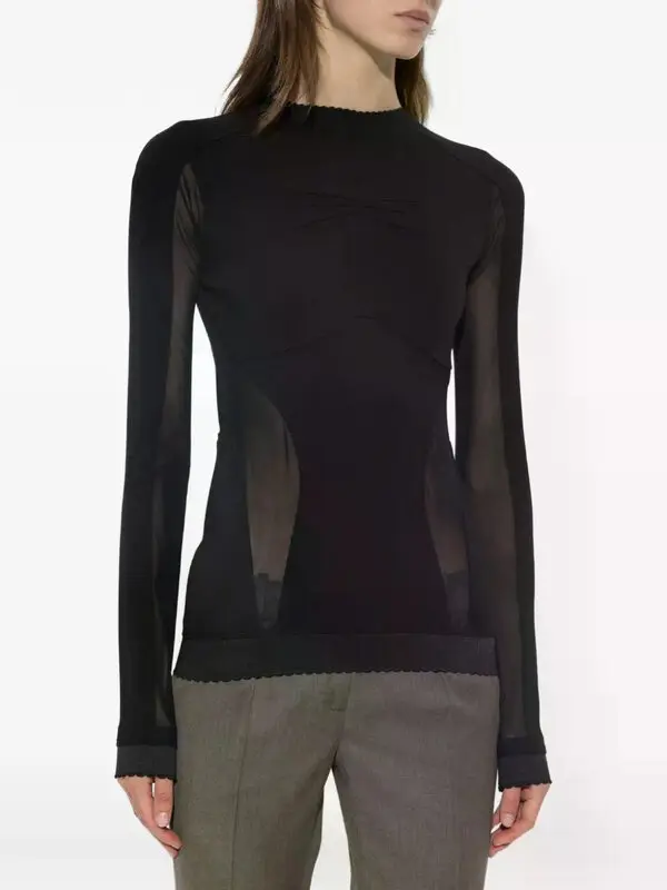 Attico Sheer-panelled Long-sleeve Top - Black