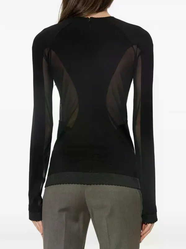 Attico Sheer-panelled Long-sleeve Top