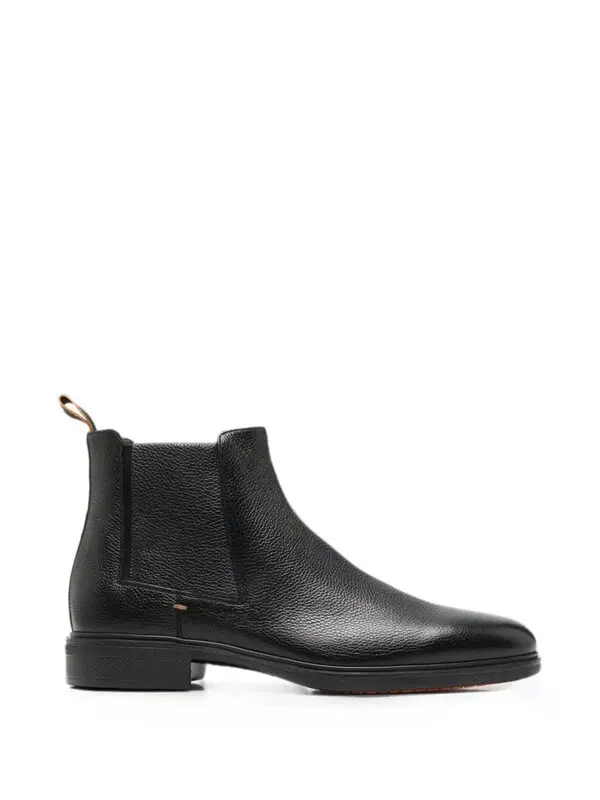 Santoni Easy Grained Leather Chelsea Boots - Black
