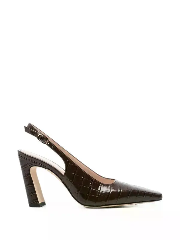 STUART WEITZMAN Croc-effect Slingback Pumps - Brown