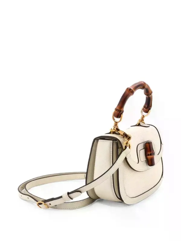 Gucci Bamboo 1947 Top Handle Bag Jumbo Gg Canvas Mini Crossbody Bag - Neutrals
