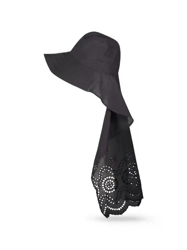 Cédric Charlier Broderie-anglaise Hat - Black