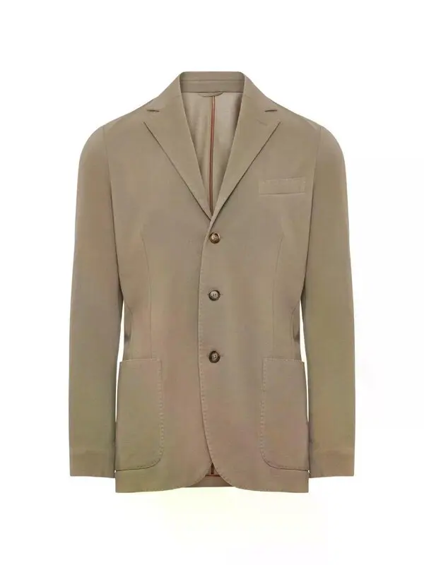 MANDELLI Notched-lapel Single-breasted Blazer - Neutrals