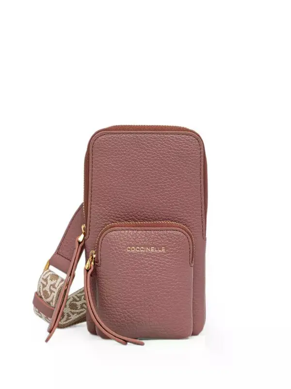 COCCINELLE Mini Pixie Grained Leather Phone Bag - Pink
