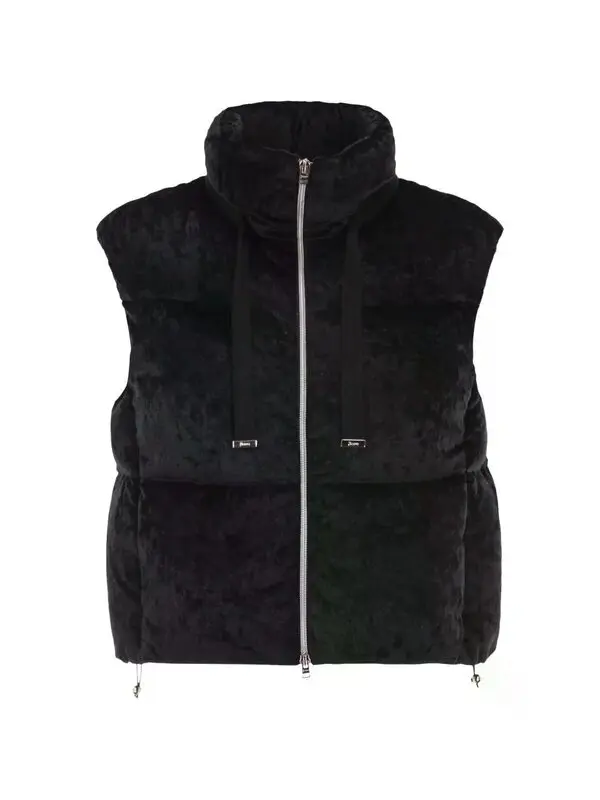 Herno Velvet-effect Padded Gilet - Black