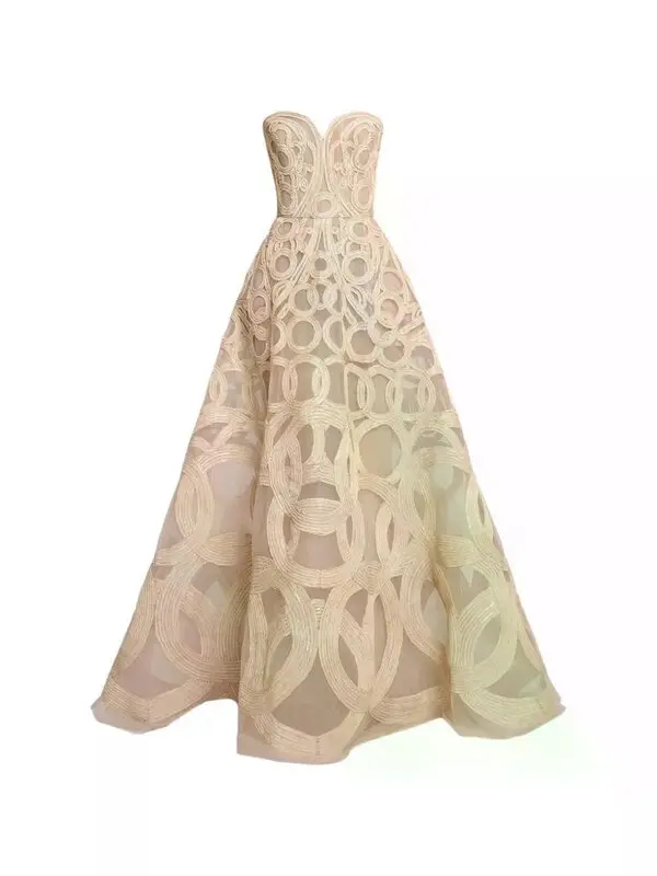 Elie Saab Sequin-embroidered Strapless Gown - Neutrals