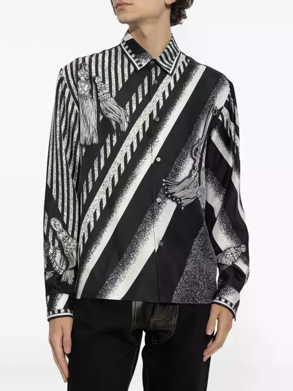 Versace Tassel-print Silk Shirt