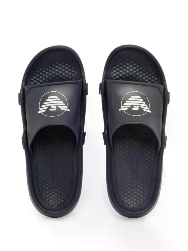 Emporio Armani Logo Print Slip-on Sandals - Blue