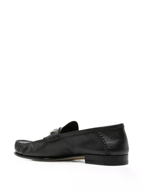 TOM FORD T-bar Pebbled Leather Loafers