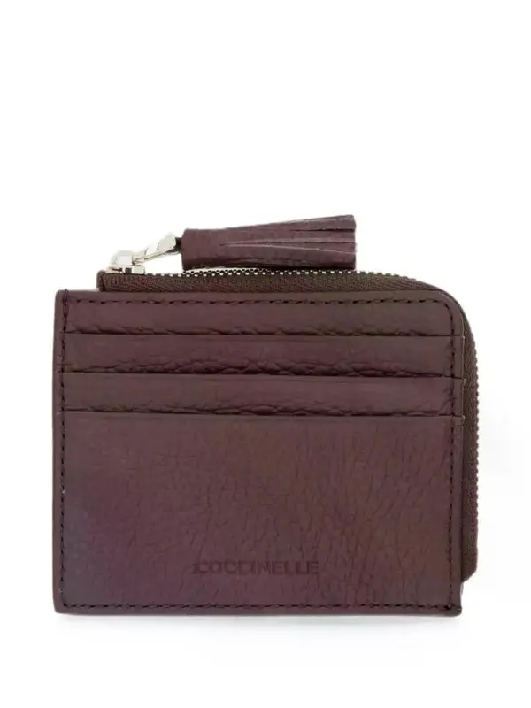 COCCINELLE Small Tassel Pebbled-leather Cardholder - Brown