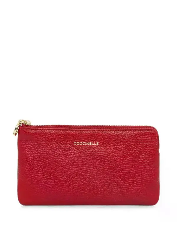 COCCINELLE Small C-me Softy Logo-print Grained Leather Purse - Red