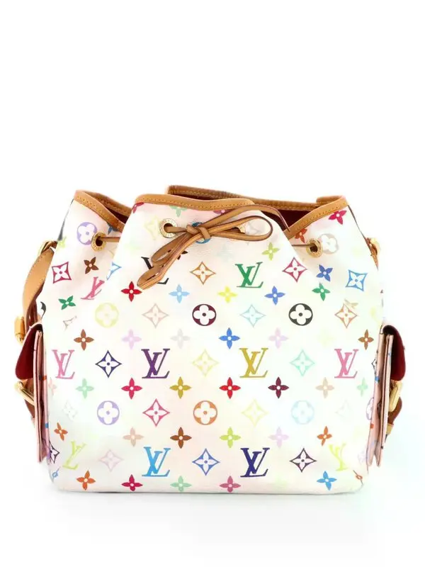 LOUIS VUITTON Petit Noe Handbag Monogram Multicolor Bucket Bag - White