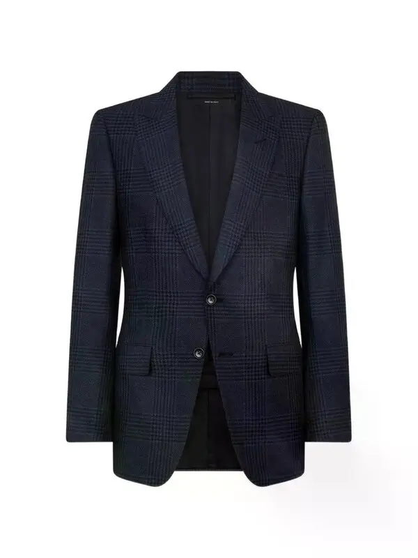 TOM FORD Prince Of Wales Check Single-breasted Jacket - Blue
