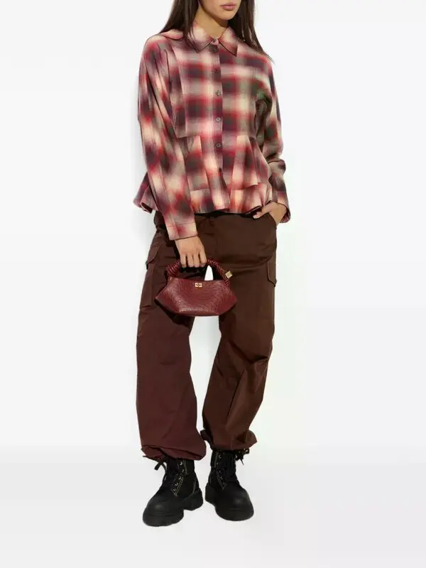 GANNI Check-pattern Peplum-hem Shirt
