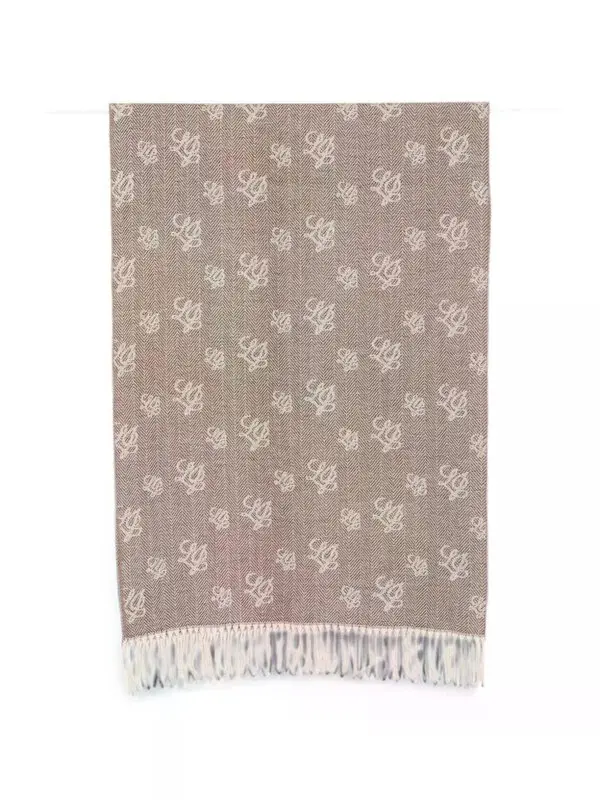 Liu Jo Herringbone Monogram Scarf - Brown