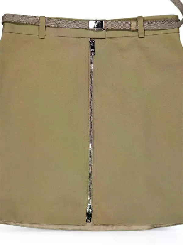 Prada Belted Zip-front Mini Skirt