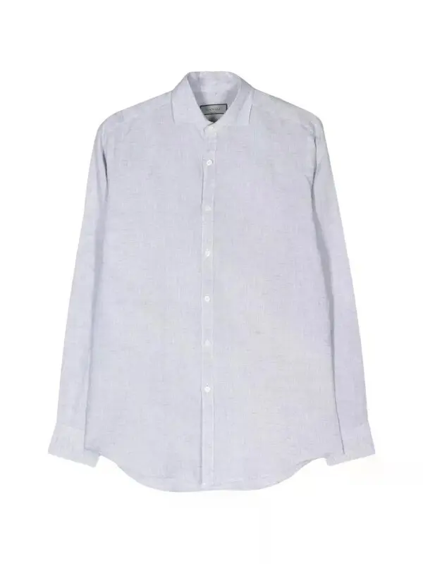 Canali Spread-collar Long-sleeve Shirt - Blue