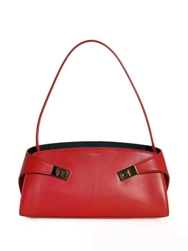 FERRAGAMO Hug Gancini-plaque East-west Bag - Red