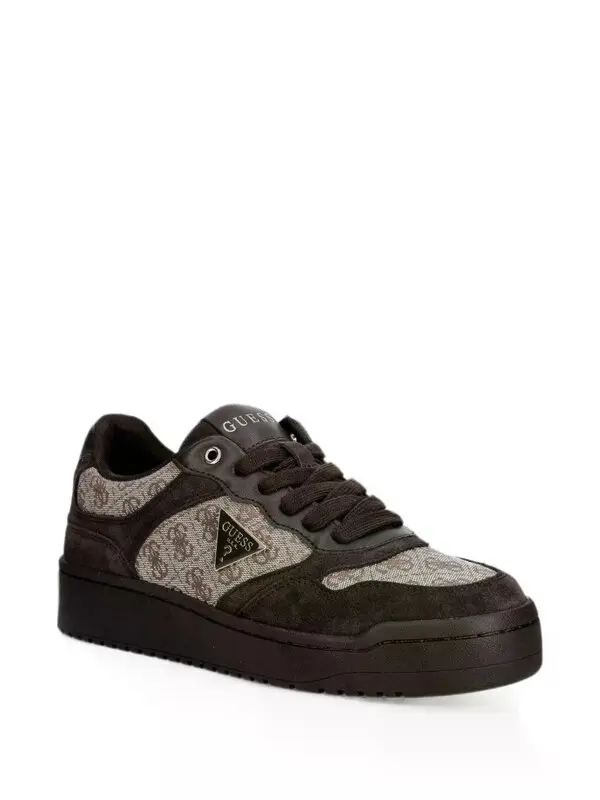 Guess Logo-print Suede-panelled Sneakers - Brown