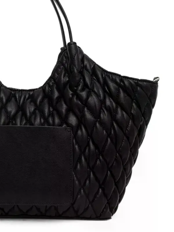 Dkny Paula Quilted Logo-tag Tote Bag - Black