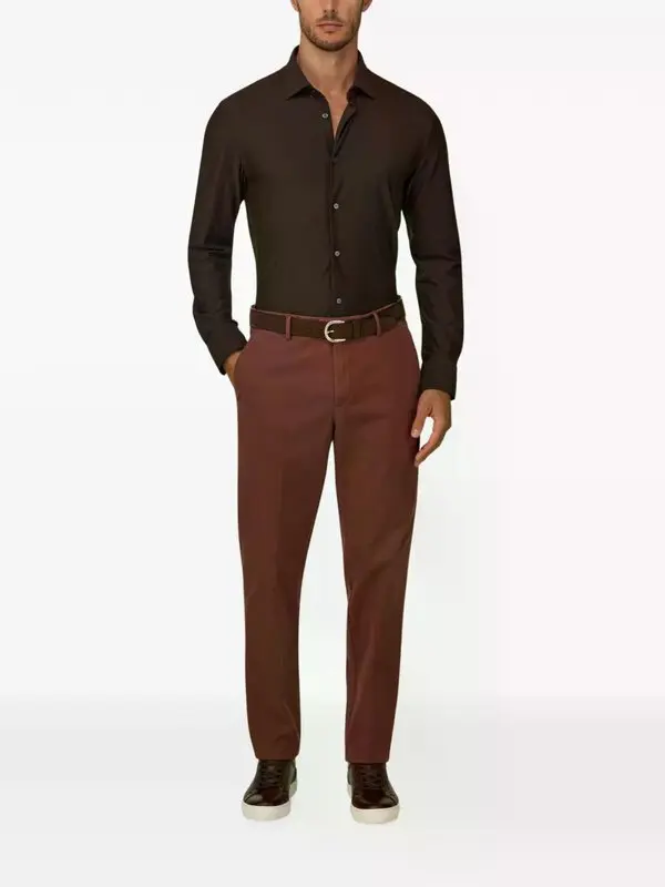 Boggi Milano Trousers In Stretch Cotton Tencel - Red