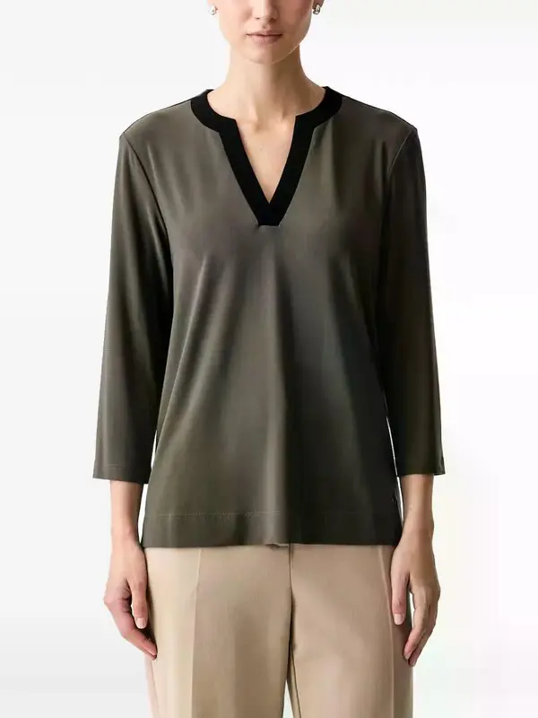 Joseph Ribkoff V-neck Three-quarter-sleeve Top - Green