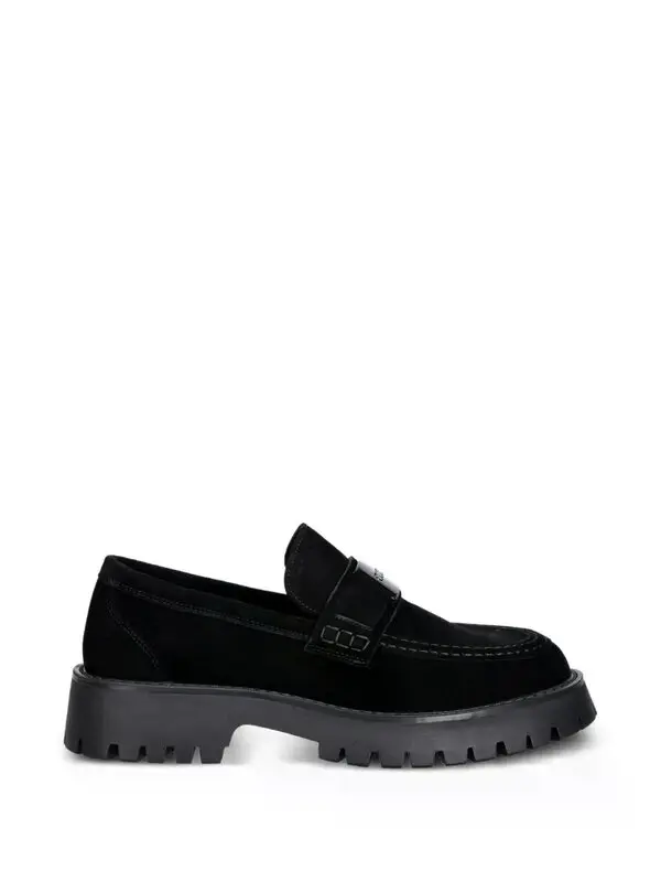 Guess Logo-plaque Chunky-sole Loafers - Black