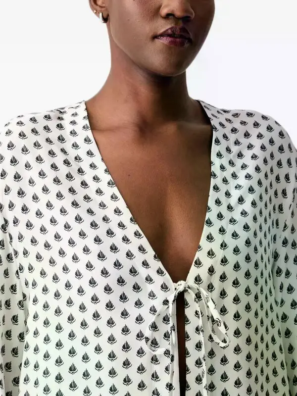 Marc O'polo Palm-print Front-tie Open Tunic