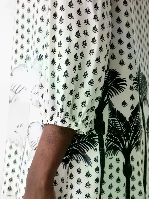 Marc O'polo Palm-print Front-tie Open Tunic
