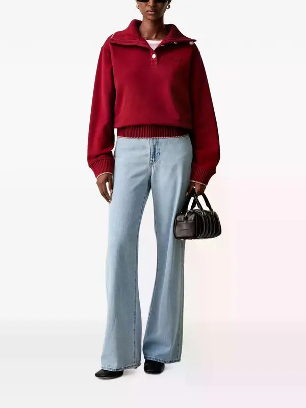 Guess Embroidered Ribbed Trim Hoodie