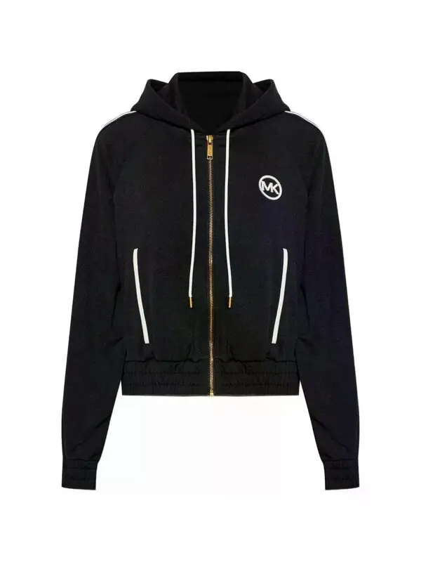 Michael Kors Logo-embroidered Zip-up Hoodie - Black