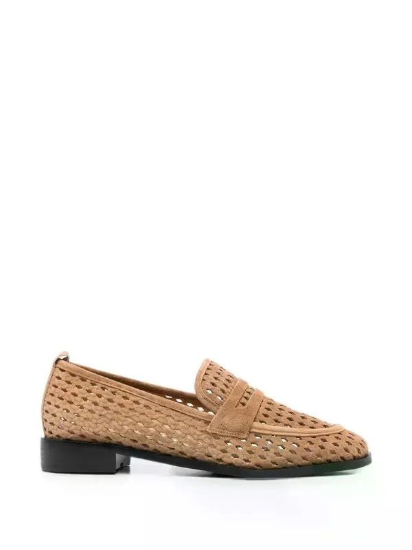 LINDA BAUMANN Woven Leather Loafers