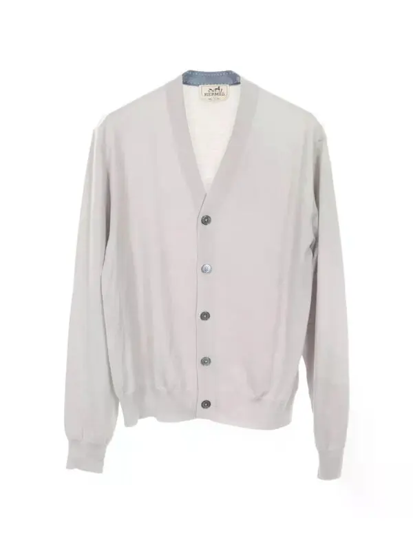 Hermès 2010s V-neck Wool Cardigan - Grey