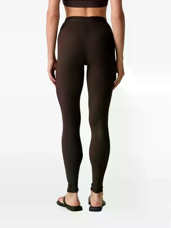 Guess Ribbed-knit Logo-patch Leggings